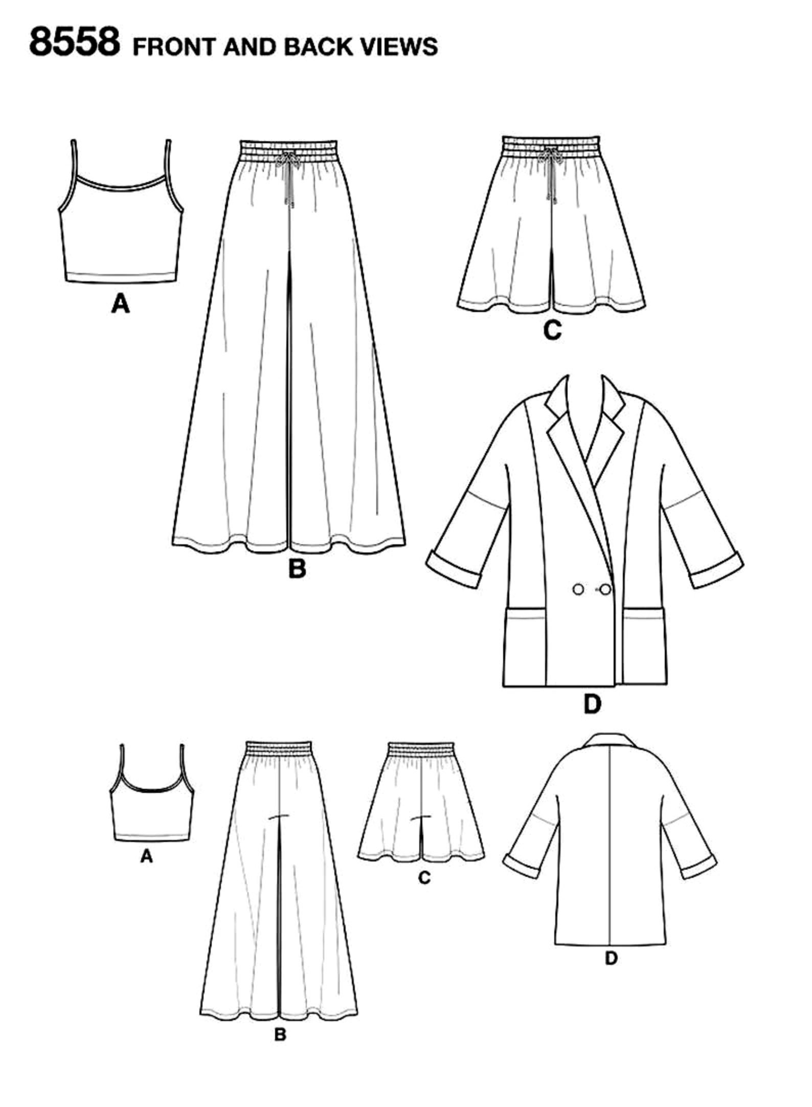 Sewing Pattern Women's Wide Leg Shorts Pattern, Cropped Palazzo Pants ...