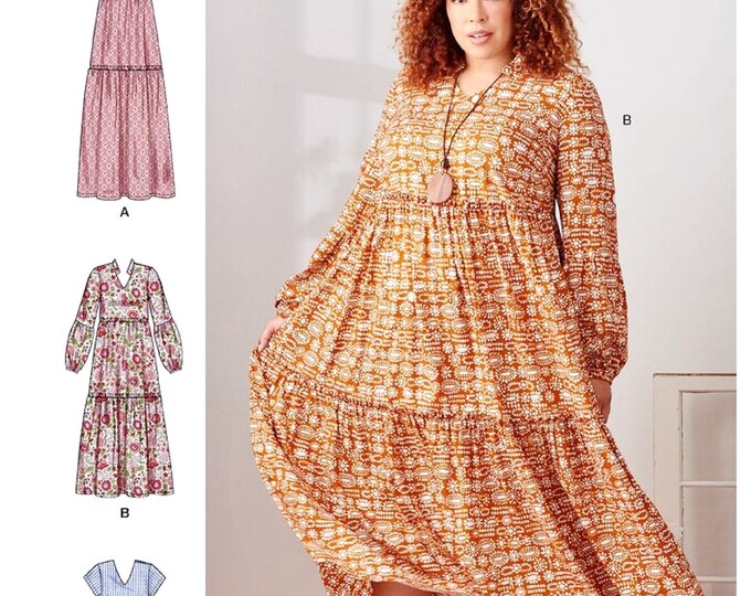 Sewing Pattern Women's Loose Fit Dress Pattern, Women's Tiered Dress ...