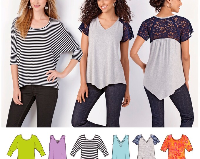 Sewing Pattern Loose Fitting Pullover Tops Pattern, Stretch Knit Tops ...