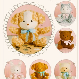 Sewing Pattern Plush Animals Pattern, Baby Animals With Blanket Pattern ...