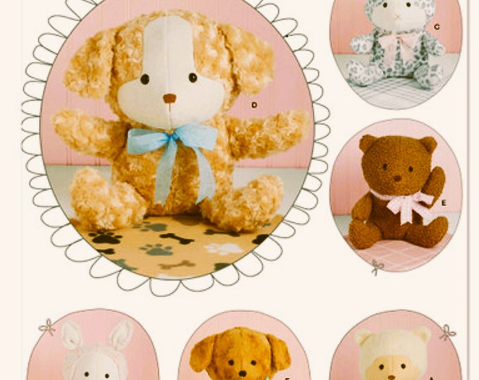Sewing Pattern Easy Stuffed Animals Pattern, 2 Piece Stuffed Animals ...
