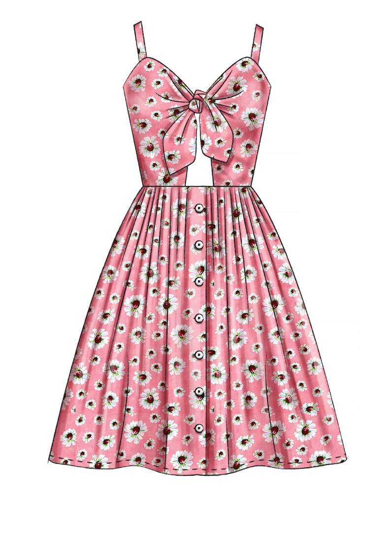 Sewing Pattern Sundress Pattern, Button Front Dress Pattern, Tied ...