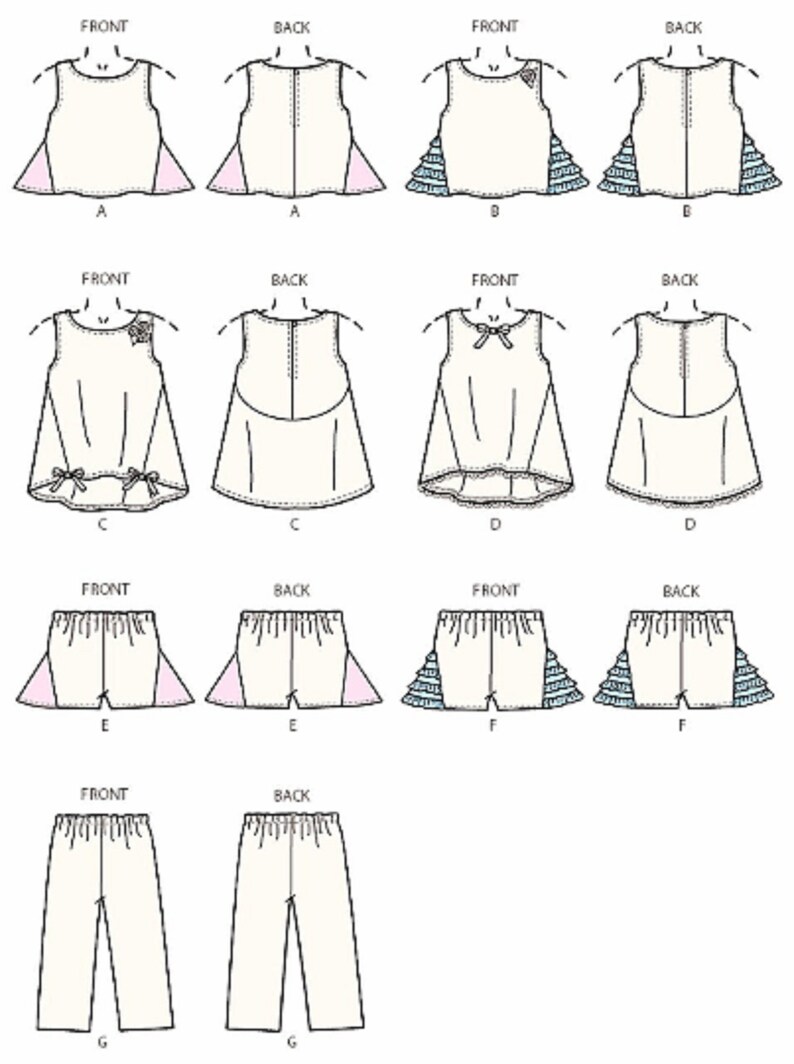 Sewing Pattern Little Girls' Top and Shorts Pattern - Etsy