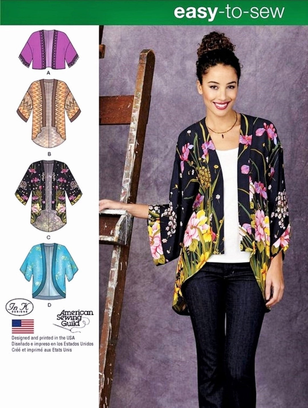 Sewing Pattern Kimono Jacket Pattern, Open Front Loose Fit Jacket ...