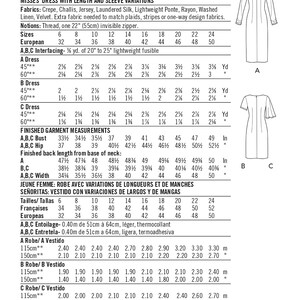 Sewing Pattern Misses' Dress Pattern, Long Sleeve Dress Pattern ...