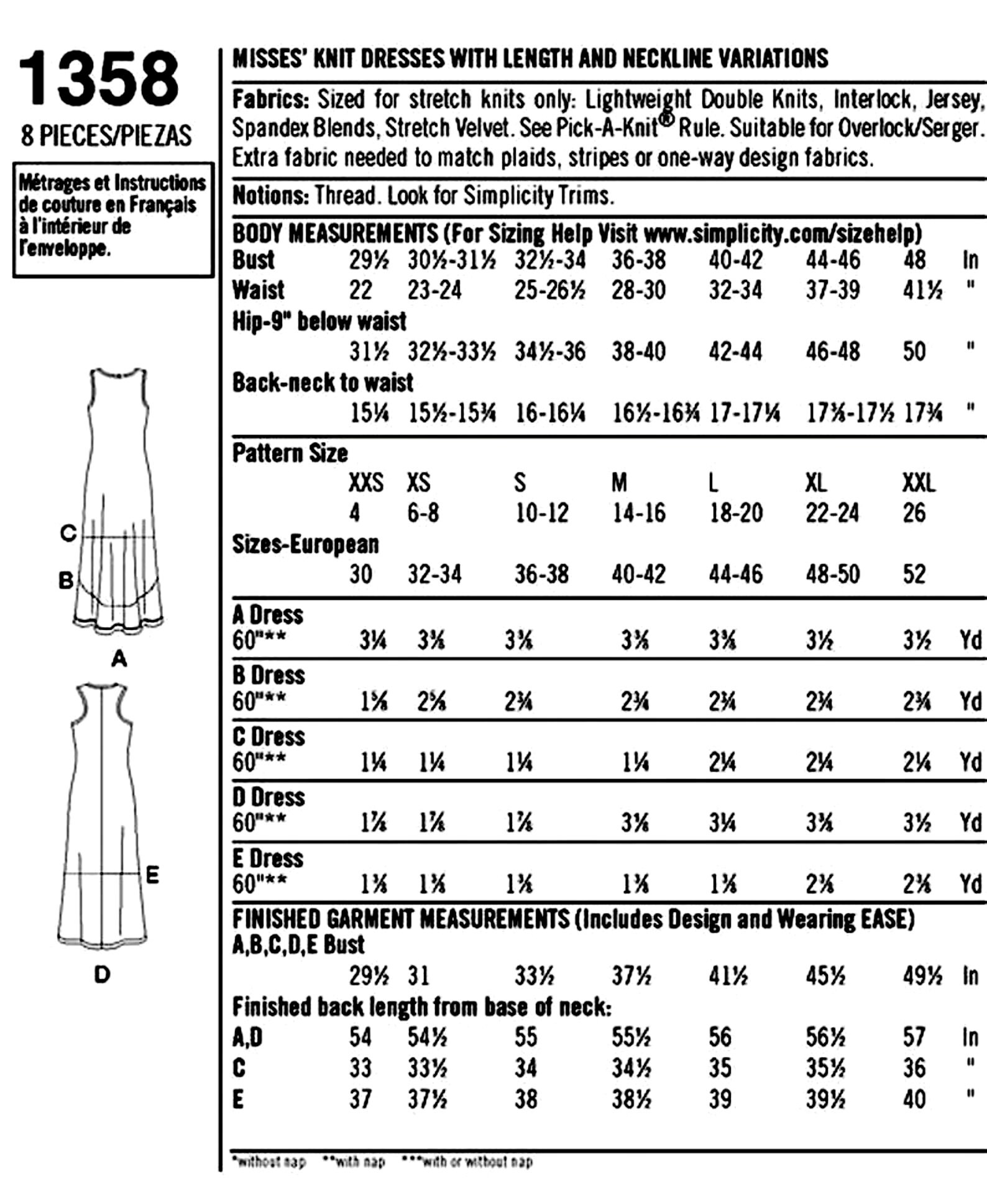 Sewing Pattern Easy Pullover Dress Pattern Stretch Knits | Etsy