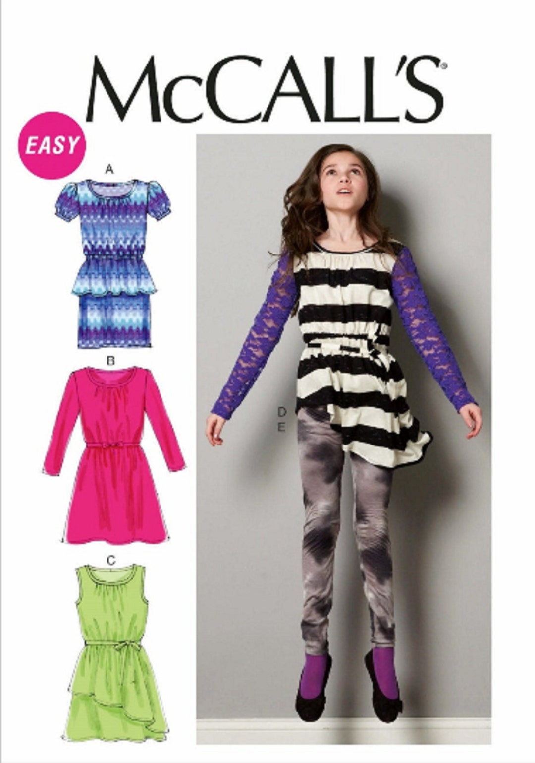 Sewing Pattern Tween Girls' Tunic Top and Leggings Pattern, Girls' Half ...