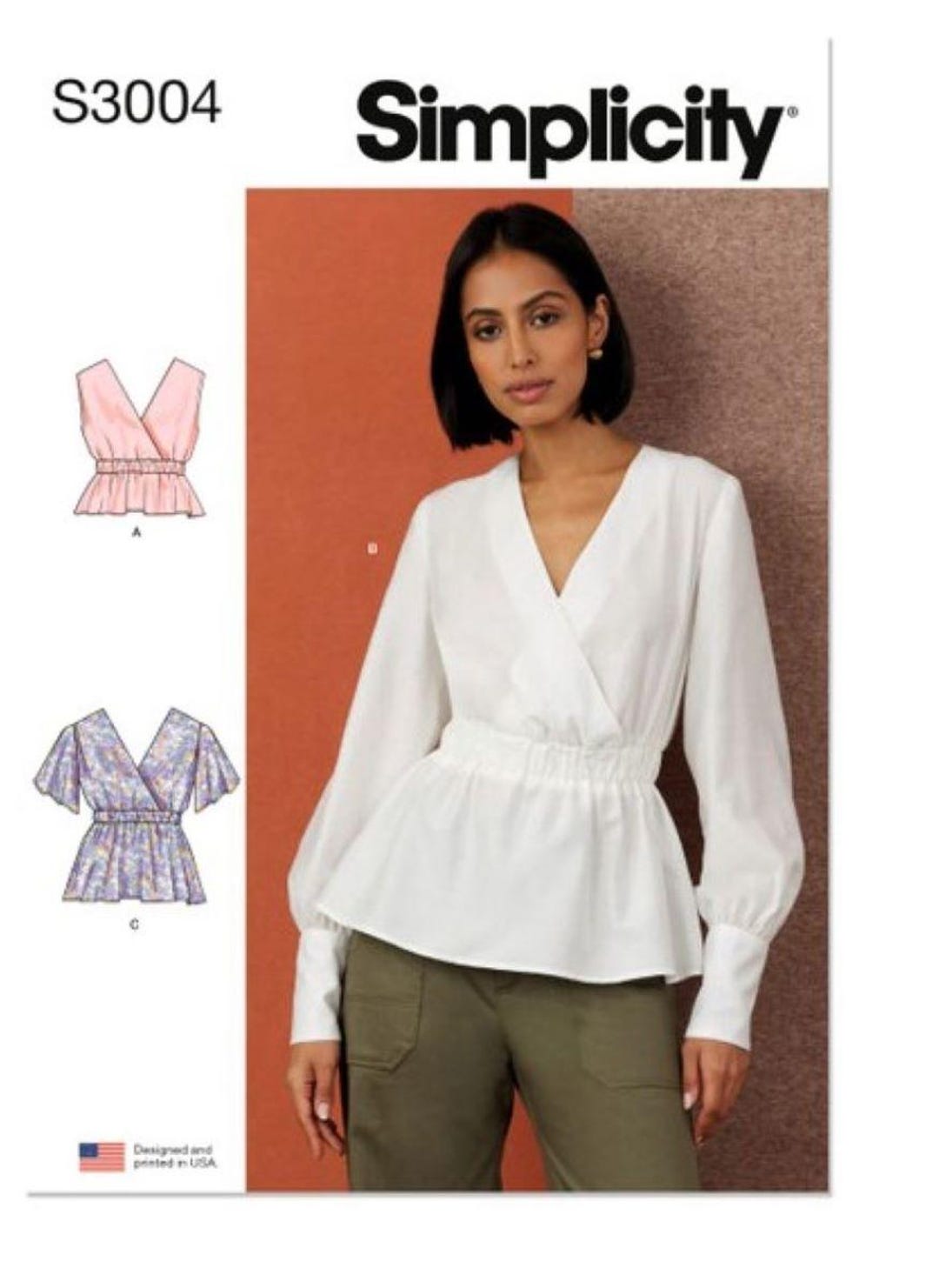 Sewing Patterns Women's Easy Tops Pattern, Misses Flutter Sleeve Top ...