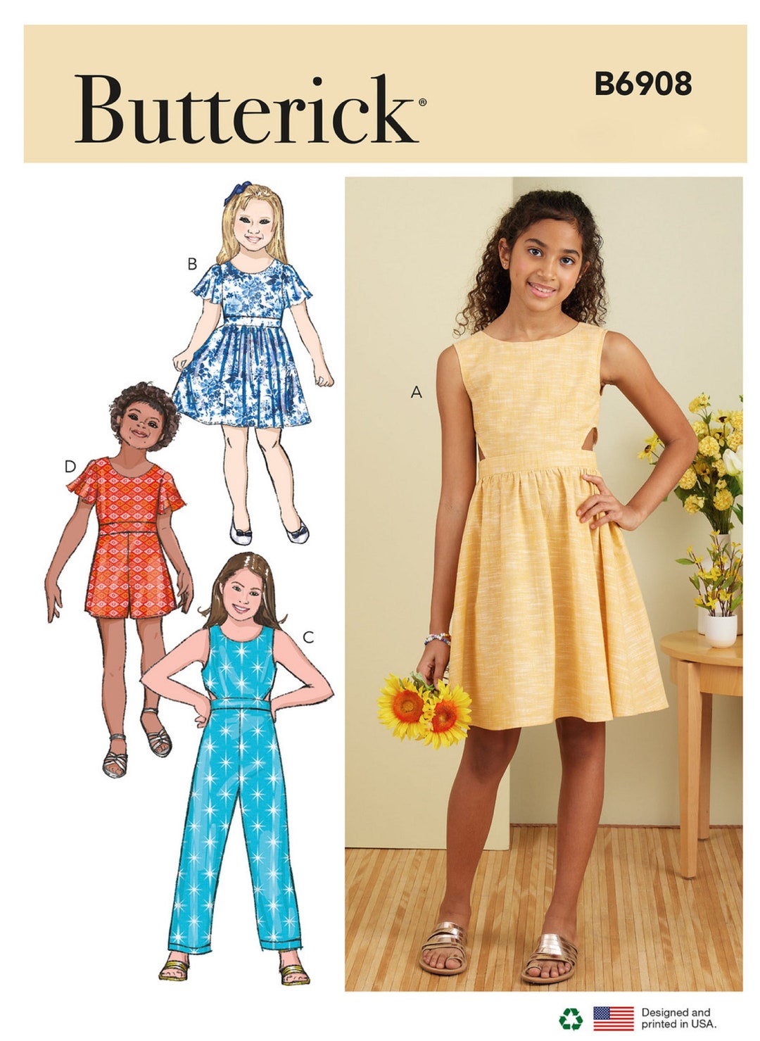 Butterick Sewing Pattern Tween Girls' Dress Pattern, Girls' Romper ...