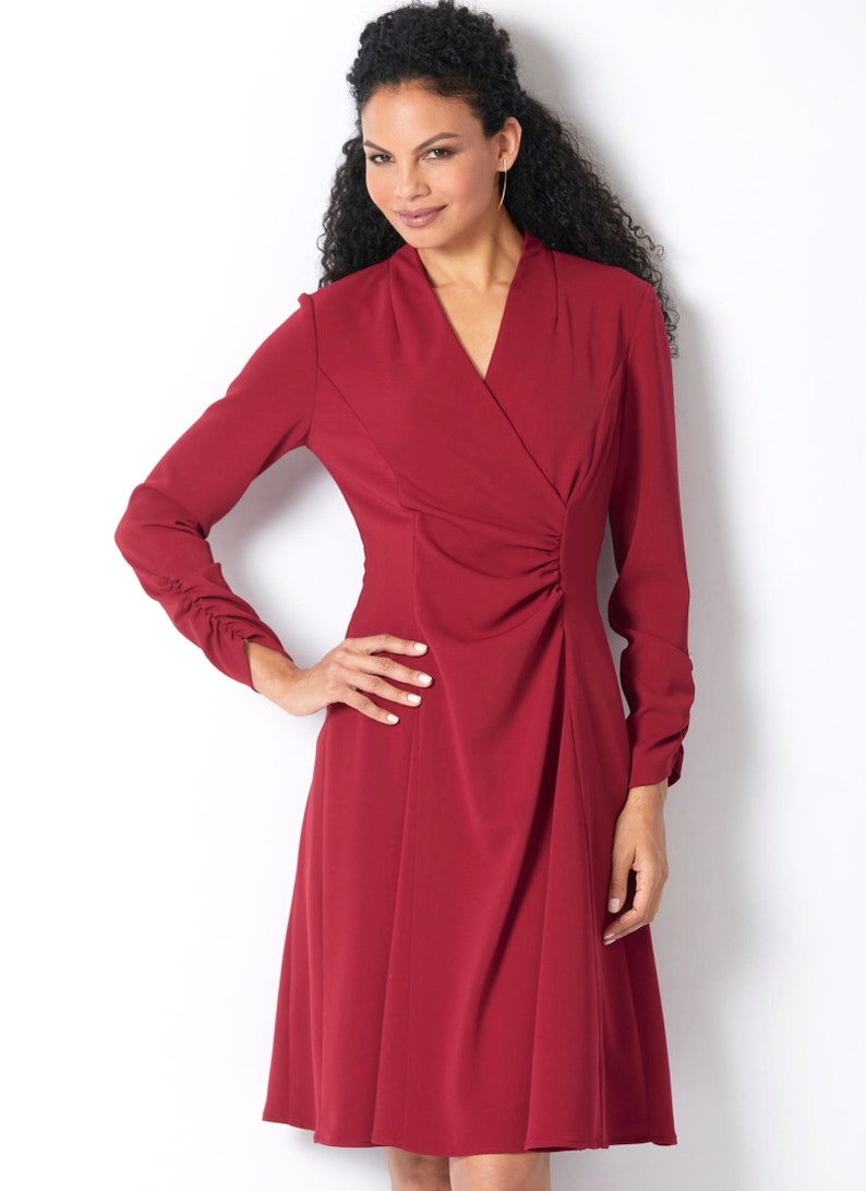 Sewing Pattern Women's Flared Dress Pattern Mock Wrap | Etsy