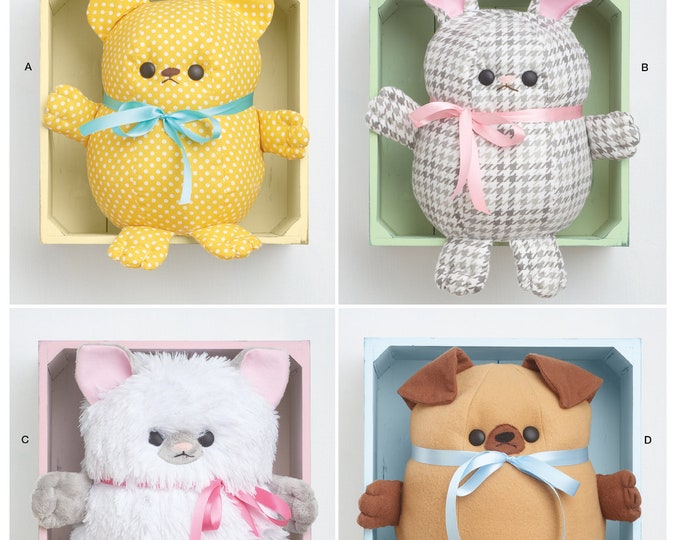 Sewing Pattern Plush Bear, Bunny, Kitten and Puppy Pattern, Simplicity ...