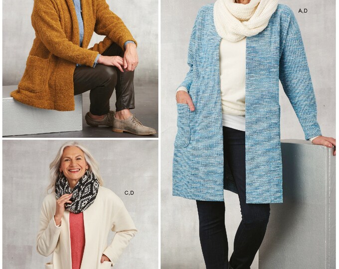 Sewing Pattern Women's Fleece Cardigan Pattern, Misses' Sweater Coat ...