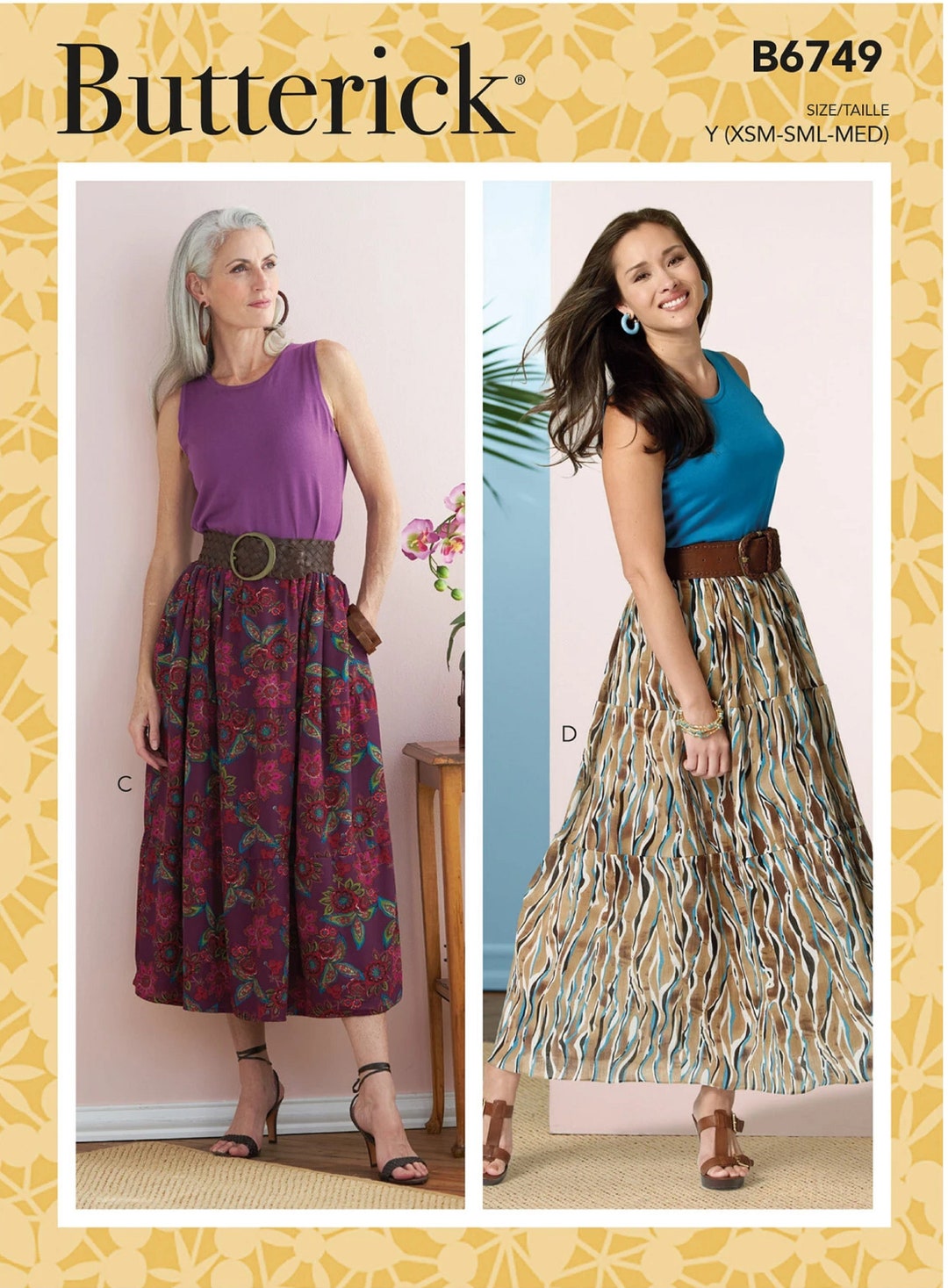 Sewing Pattern Womens Gathered Skirt Pattern, Elastic Waist Skirt With ...