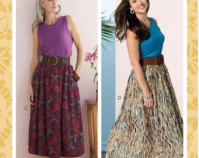 Sewing Pattern Women's Pull on Skirts Pattern, Tiered Skirt Pattern ...
