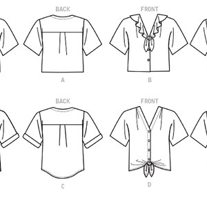 Sewing Pattern Women's Loose Fit Tops Pattern, Misses' Front Button ...