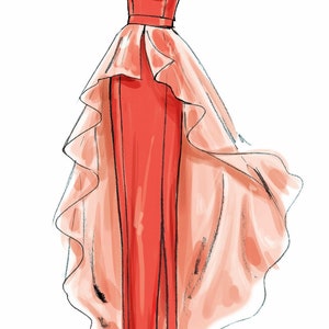 Sewing Pattern Strapless Evening Gown Pattern, Formal Dress Pattern ...