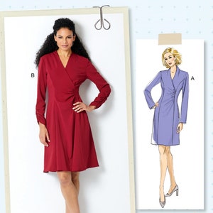 Sewing Pattern Women's Flared Dress Pattern Mock Wrap | Etsy