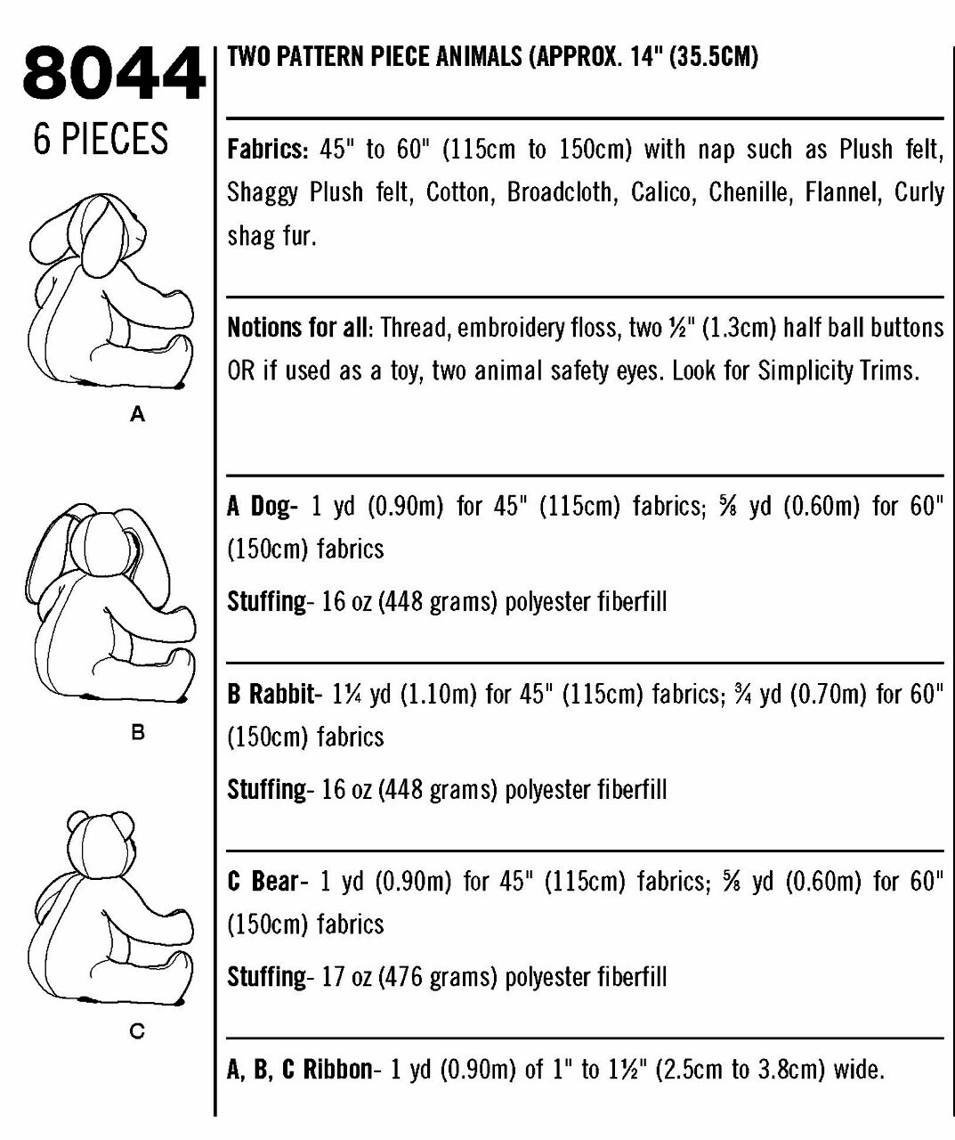 Sewing Pattern Easy Stuffed Animals Pattern 2 Piece Stuffed | Etsy