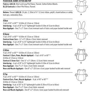 Sewing Pattern Plush Bear, Bunny, Kitten and Puppy Pattern, Simplicity ...