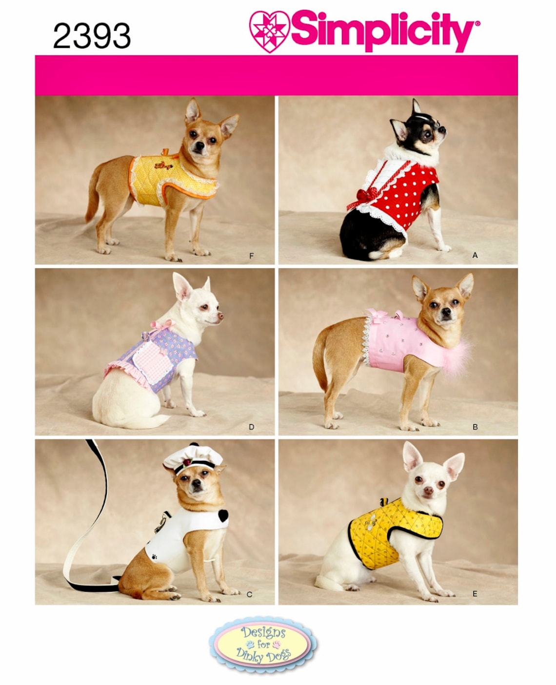 Sewing Pattern Tiny Dog Coat Pattern, Small Dog Coat, Dinky Dog Harness ...