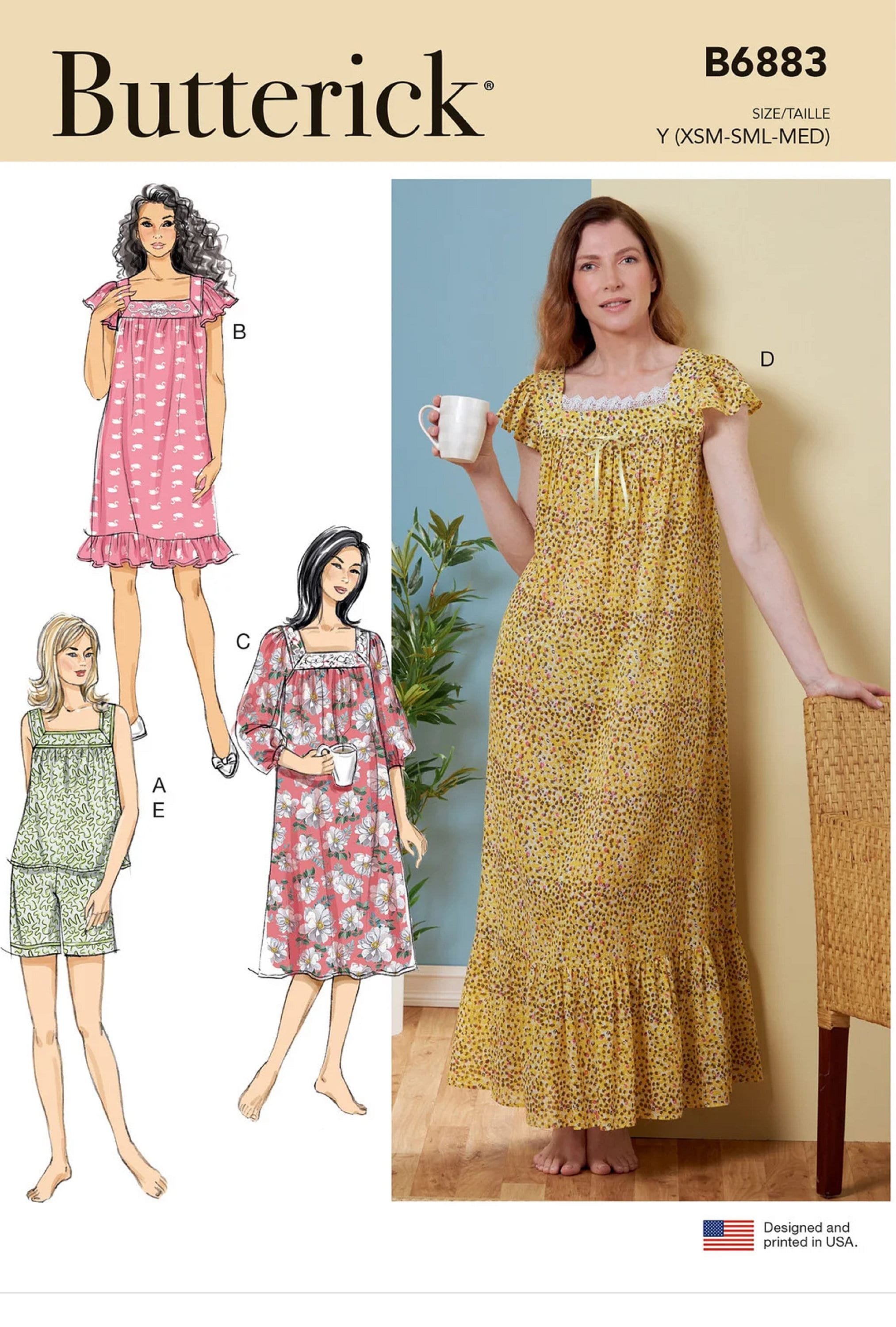 Sewing Pattern Women's Easy Nightgown Pattern Shorty - Etsy