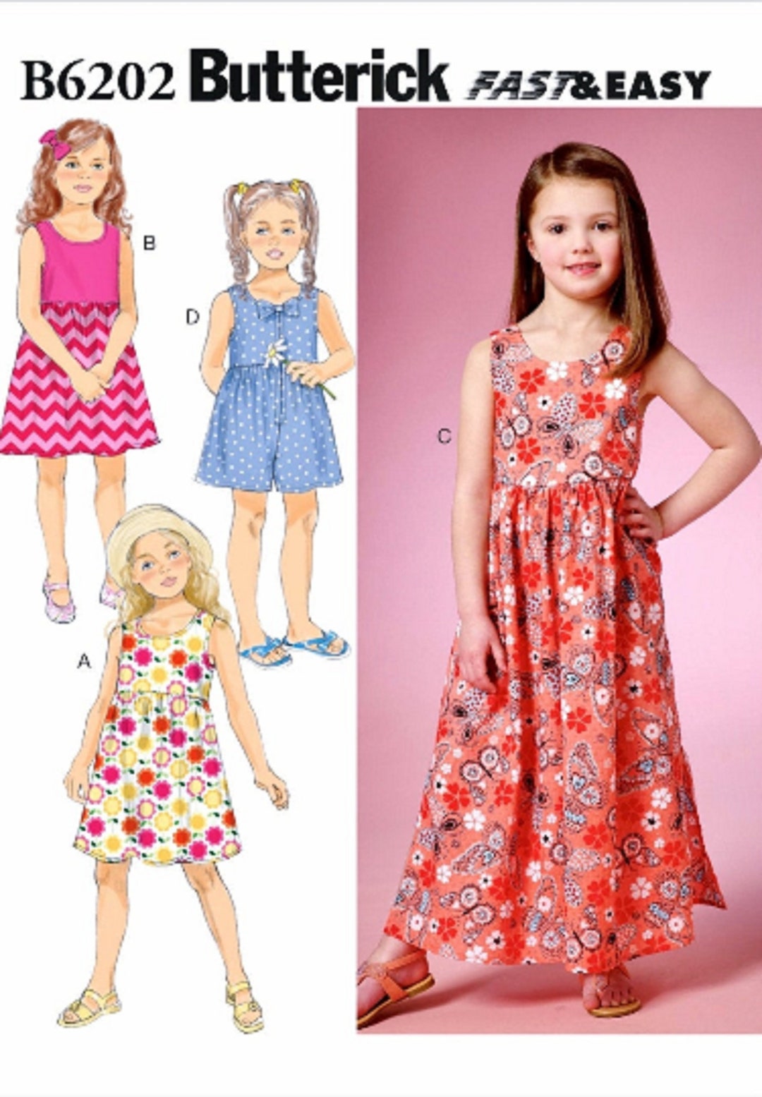 Sewing Pattern Girls' Sundress Pattern, Little Girls' Sunsuit Pattern ...