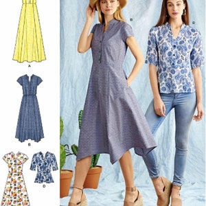 Shirt Dress Pattern, Peplum Blouse Pattern, Casual Long Dress Pattern ...