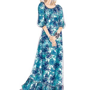 Sewing Pattern Loose Fit Peasant Dress Pattern, Easy Dress Pattern ...