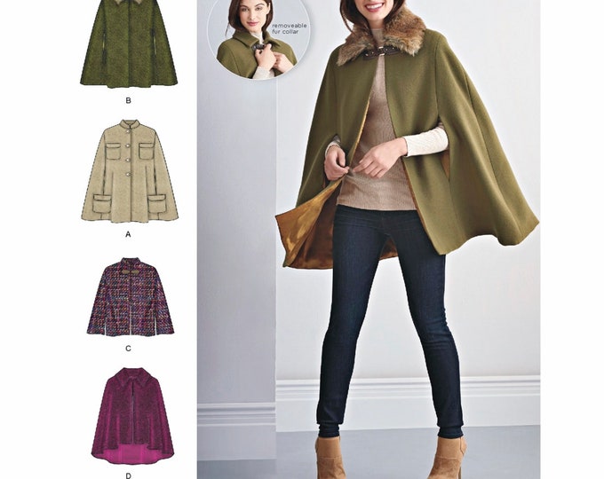 Sewing Pattern for Women's Lined Cape Pattern, Lined Capelet Pattern ...