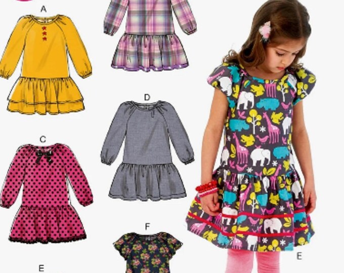 Sewing Pattern Girls' Dresss Pattern, Girls' Long Sleeve Dress Pattern ...