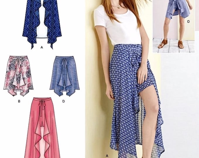 Sewing Pattern Open Front Wrap Skirt With Shorts Pattern, Long Wrap ...