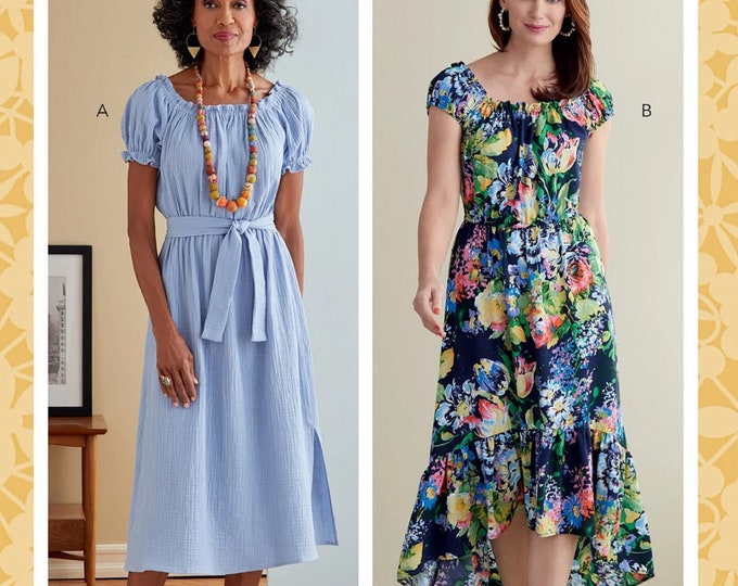 Sewing Pattern Women's Easy Dress Pattern, Gathered Dress Pattern ...
