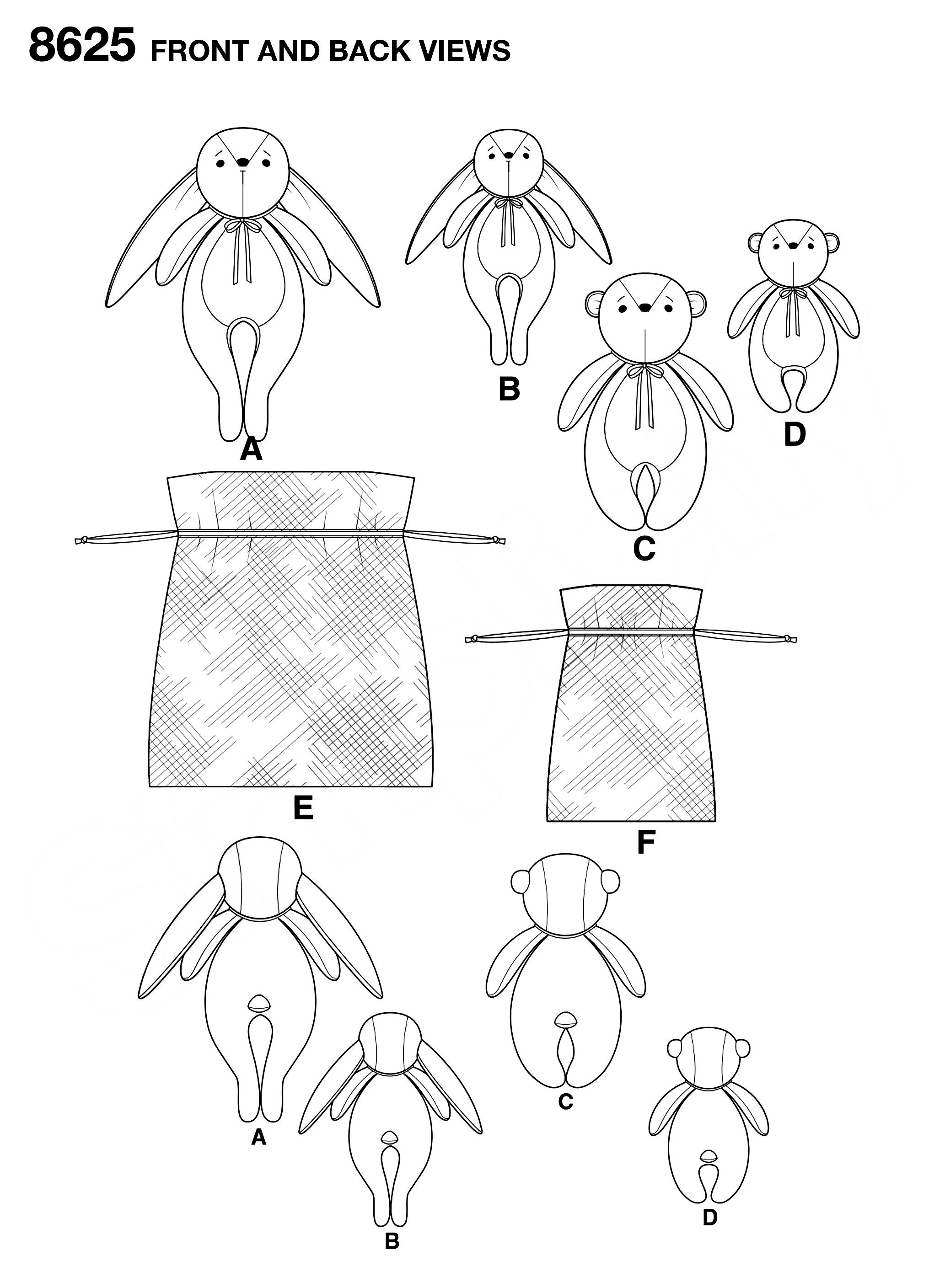 Sewing Pattern Long Ears Bunny Pattern Stuffed Bear in a Gift | Etsy