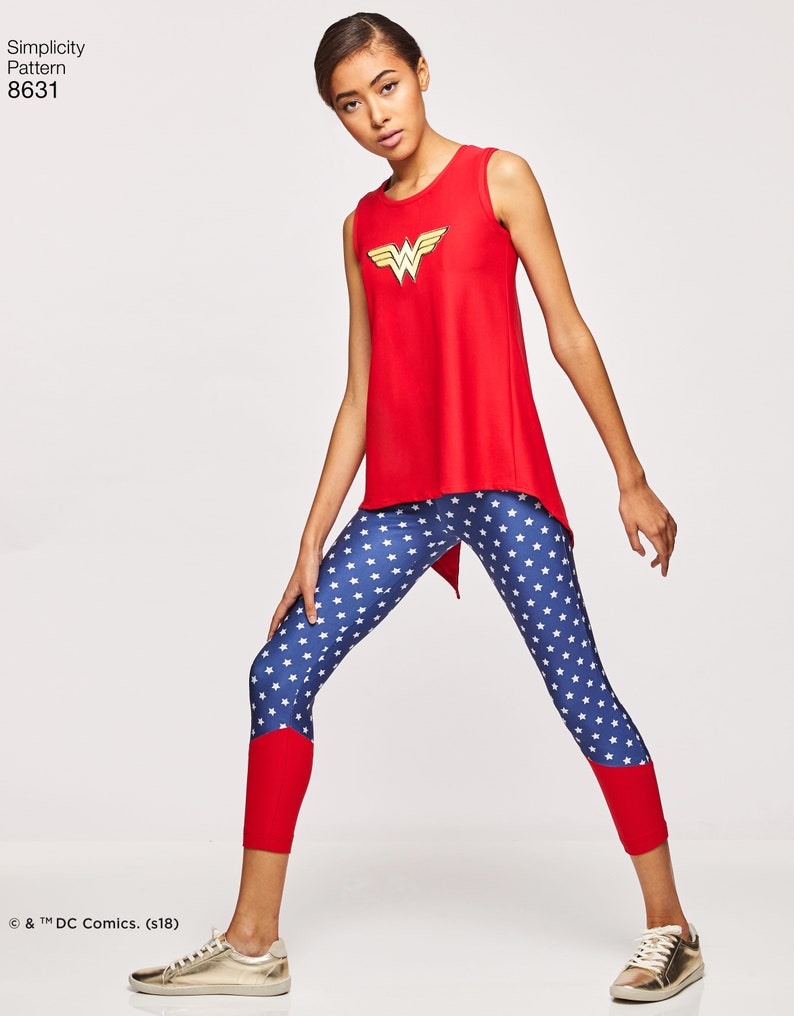 Sewing Pattern Costume DIY Wonder Woman Costume, Knit Wonder Woman ...