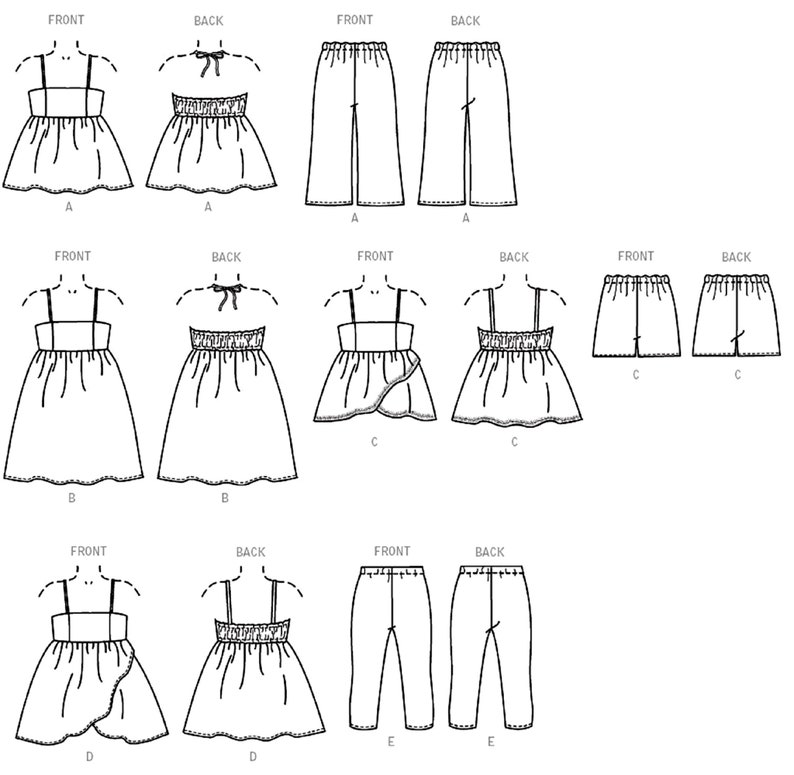 Sewing Pattern Little Girls' Top and Shorts Pattern, Girls' Sundress ...