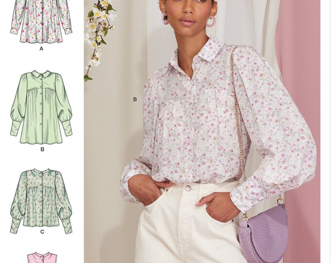 Sewing Pattern Loose Fit Tops Pattern, Flutter Sleeve Blouse Pattern ...
