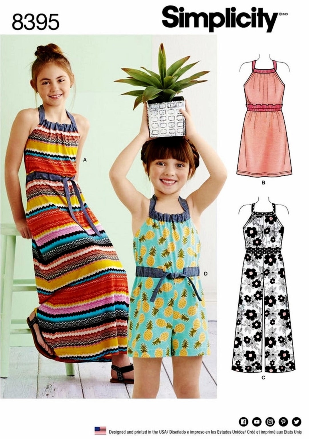 Sewing Pattern Little Girls' Halter Top Romper Pattern, Tween Girls ...