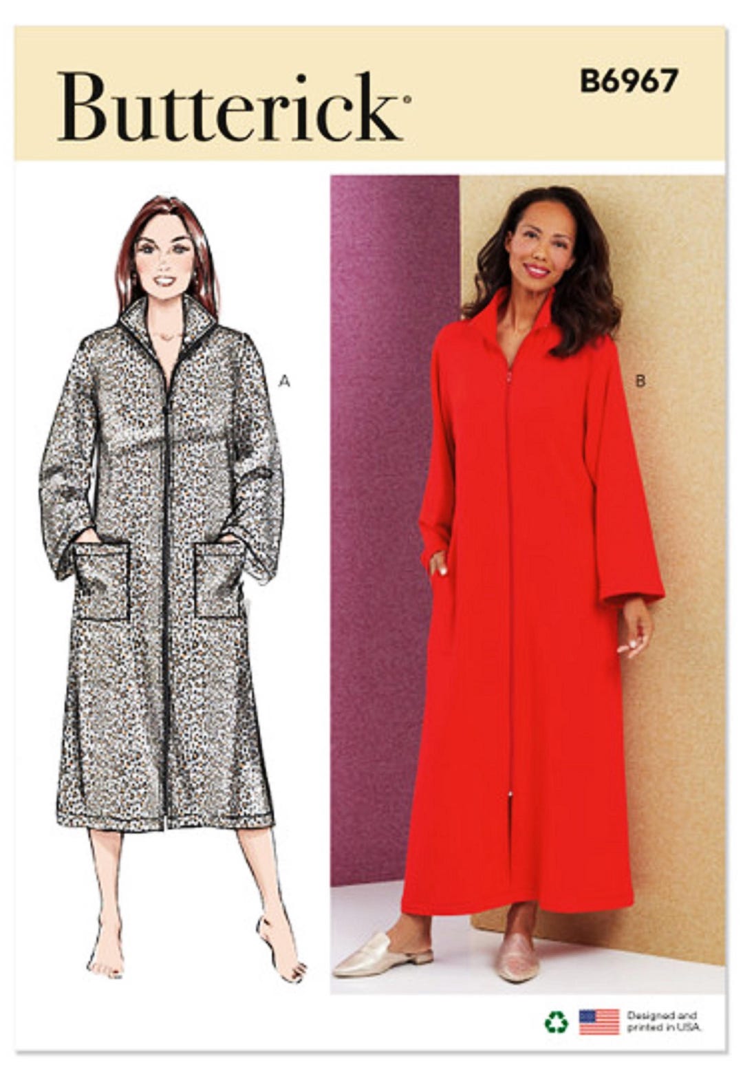 Sewing Pattern Women's Robe Pattern, Zip Front Robe Pattern, Butterick Sewing Pattern 6967 - Etsy