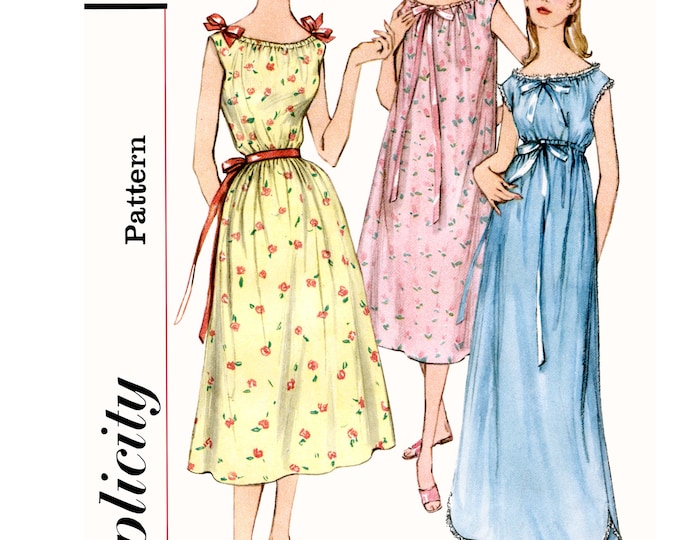 Sewing Pattern Misses' Easy Nightgown Pattern, Women's Vintage ...