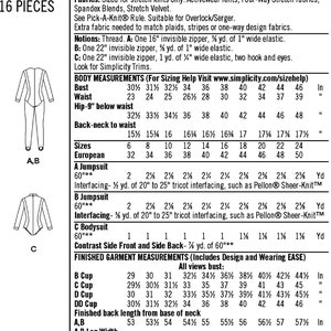 Sewing Pattern Knit Bodysuit Costume, Knit Jumpsuit Costume, Simplicity ...