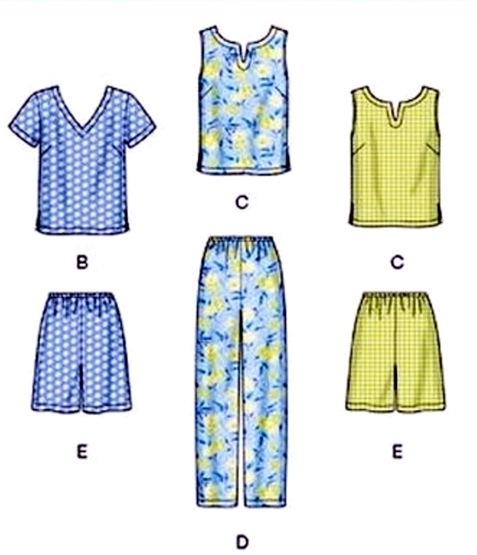 Sewing Pattern Women's Elastic Waist Pants Pattern, Easy Top Pattern ...