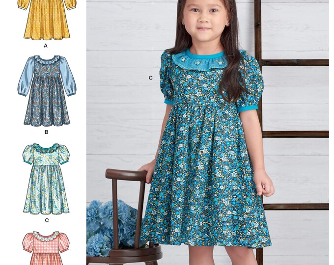Sewing Pattern Little Girls' Dress Pattern, Rasied Waistline Dress ...