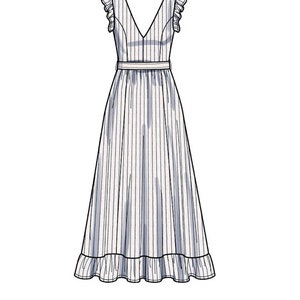 Sewing Pattern Women's Dress Pattern, V Neck Dress Pattern, Deep V Back ...