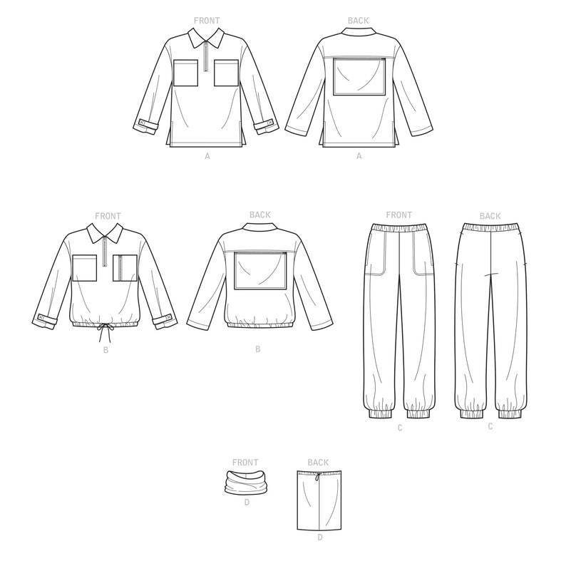 Sewing Pattern Unisex Tops and Sweatpants With Pockets Pattern, Long ...