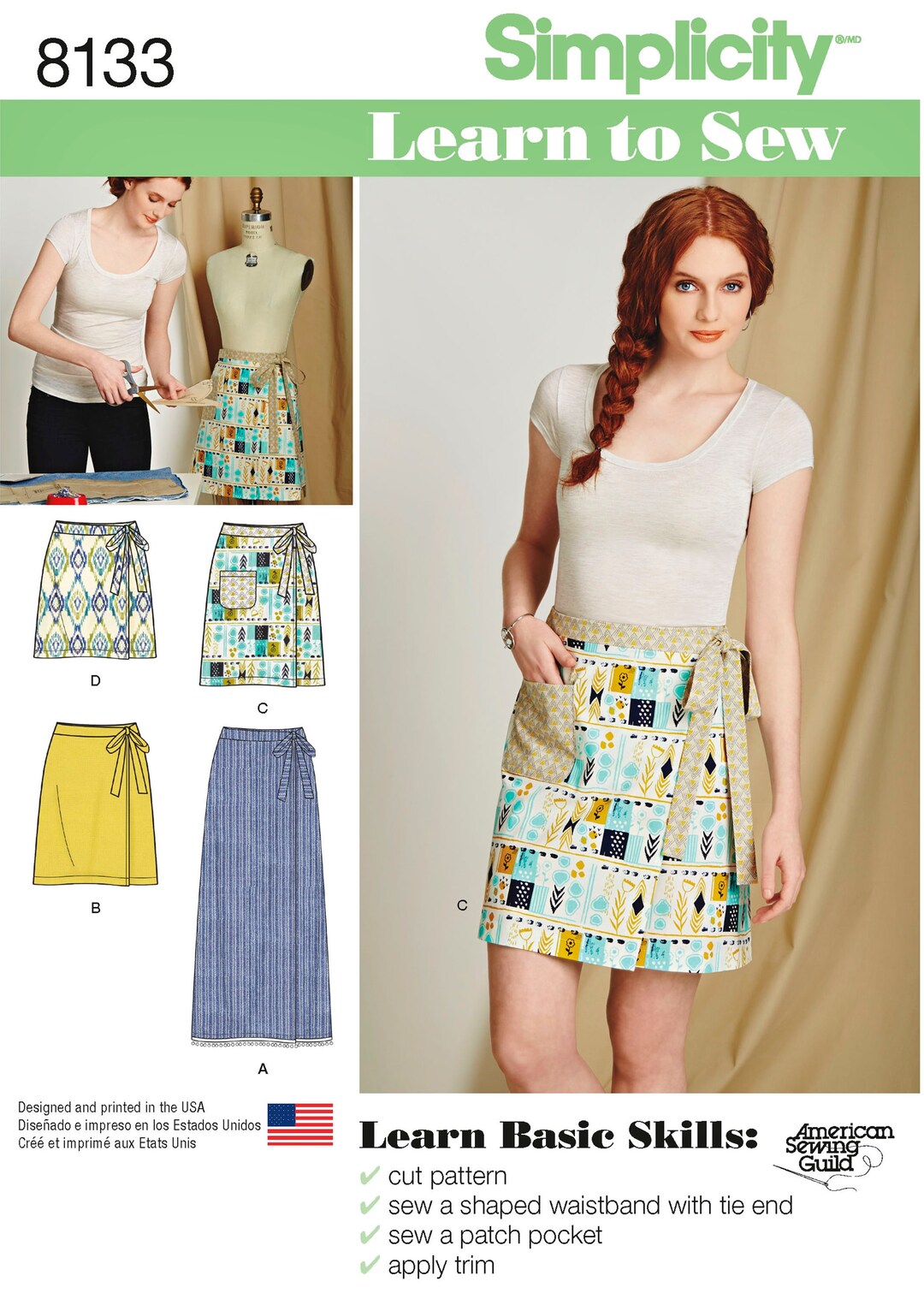 Simplicity Paper Sewing Pattern Learn to Sew Wrap Skirt Pattern ...