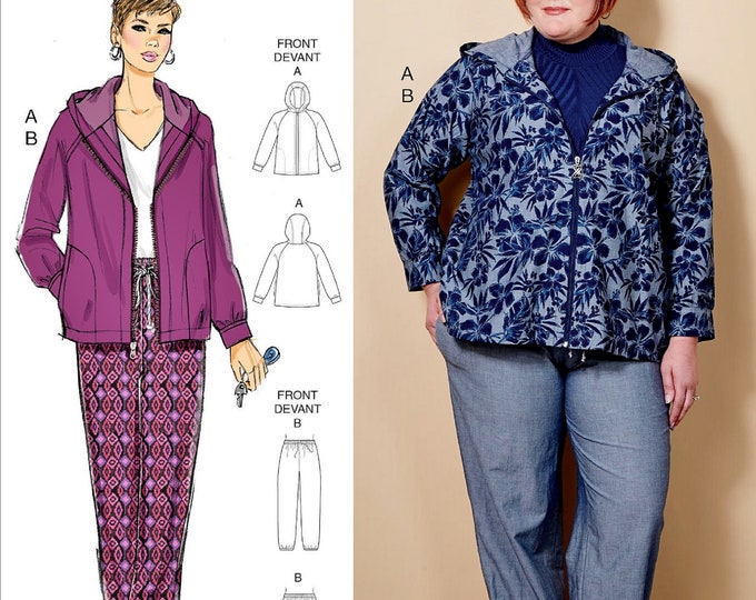 Sewing Pattern Women's Hoody Jacket, Elastic Waist Pants Pattern ...