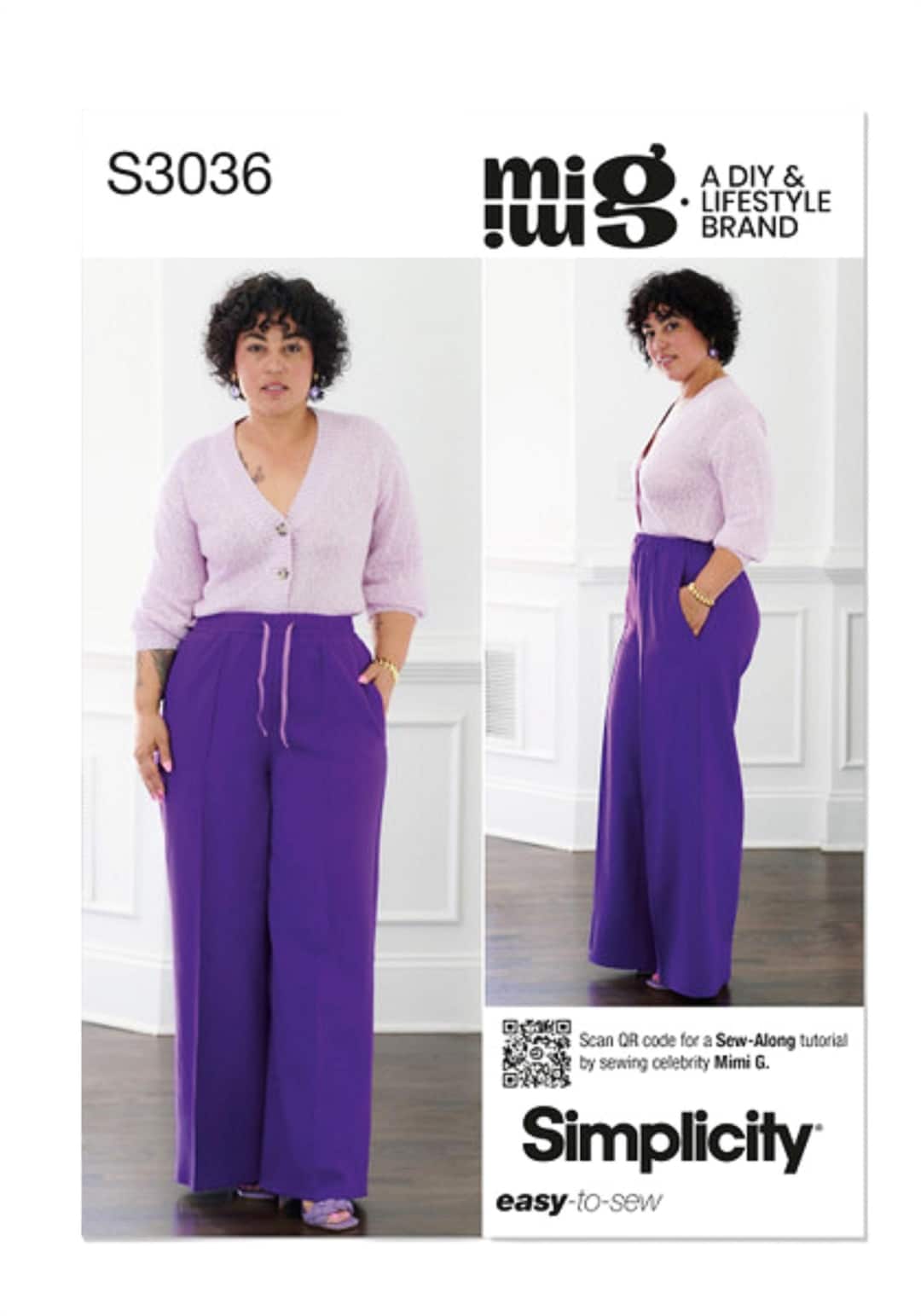 Sewing Pattern Women's Elastic Waist Pants Pattern, Wide Leg Pants ...