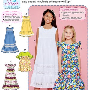 Sewing Pattern Girls' Dress Pattern, Tween Girls' Learn to Sew Dress ...