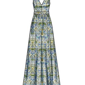 Sewing Pattern Women's Dress Pattern, V Neck Dress Pattern, Deep V Back ...