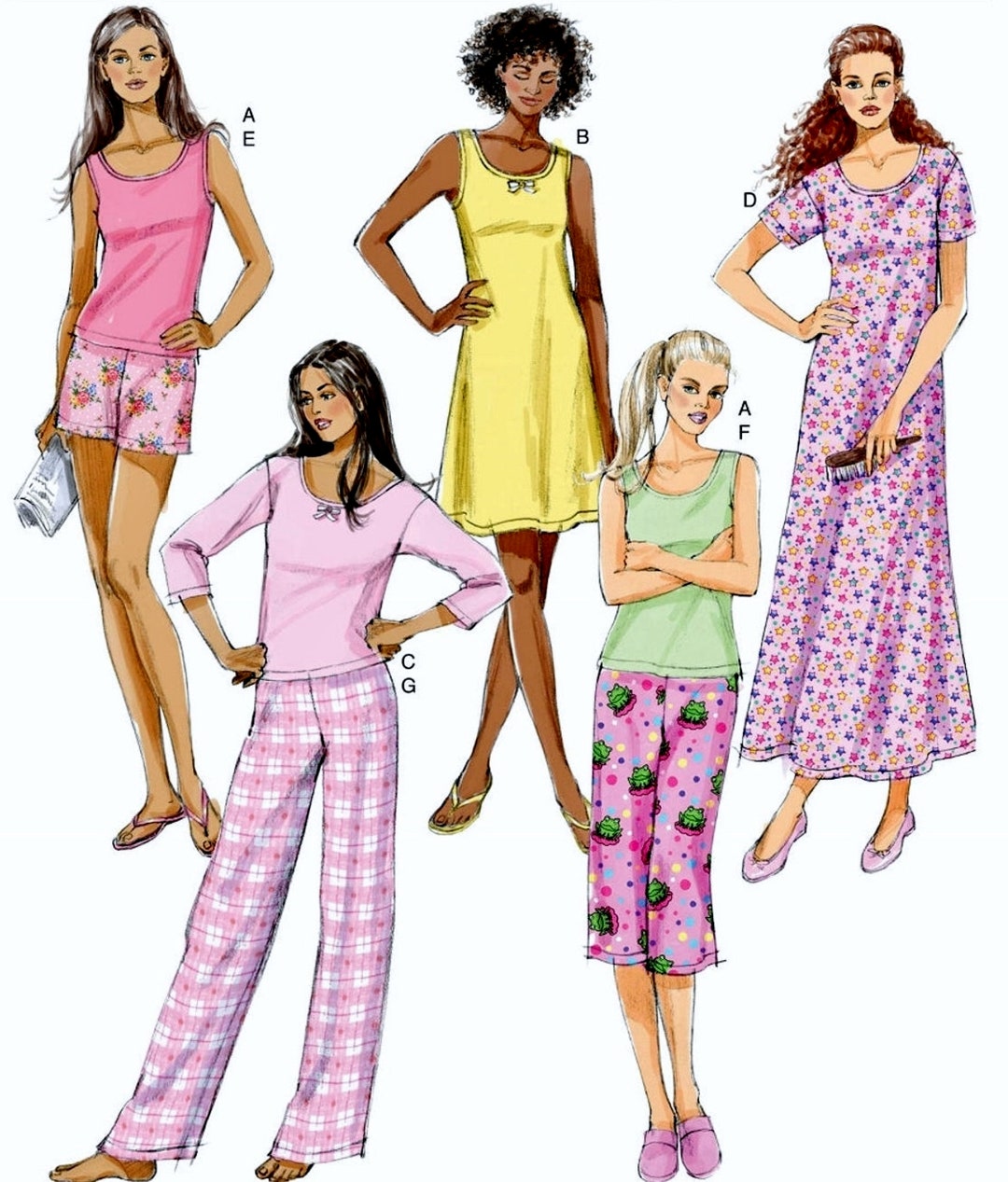 Sewing Pattern Women's Nightgown Pattern, Easy Pajamas Pattern, Sleep ...
